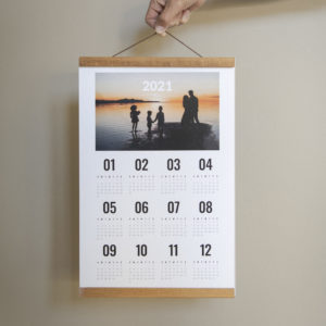 12x18 Retro Calendar with Teak Wood Hanger • Teak Wood Hanger