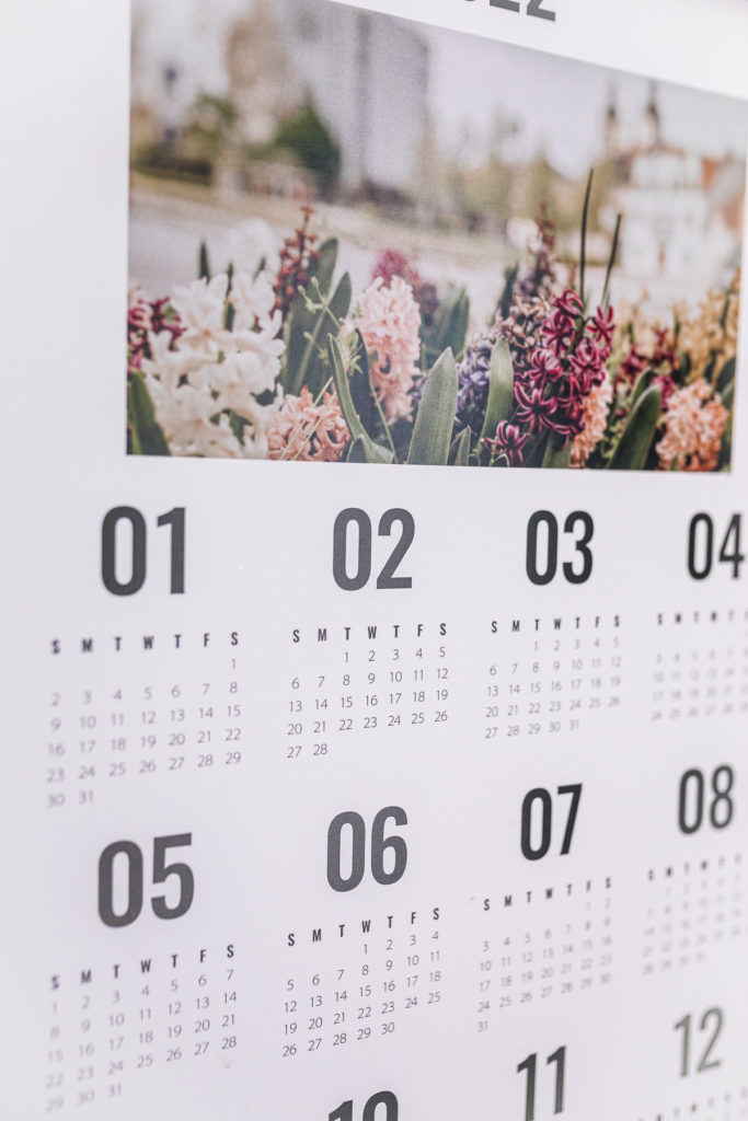 12x18 Retro Calendar with Teak Wood Hanger • Teak Wood Hanger