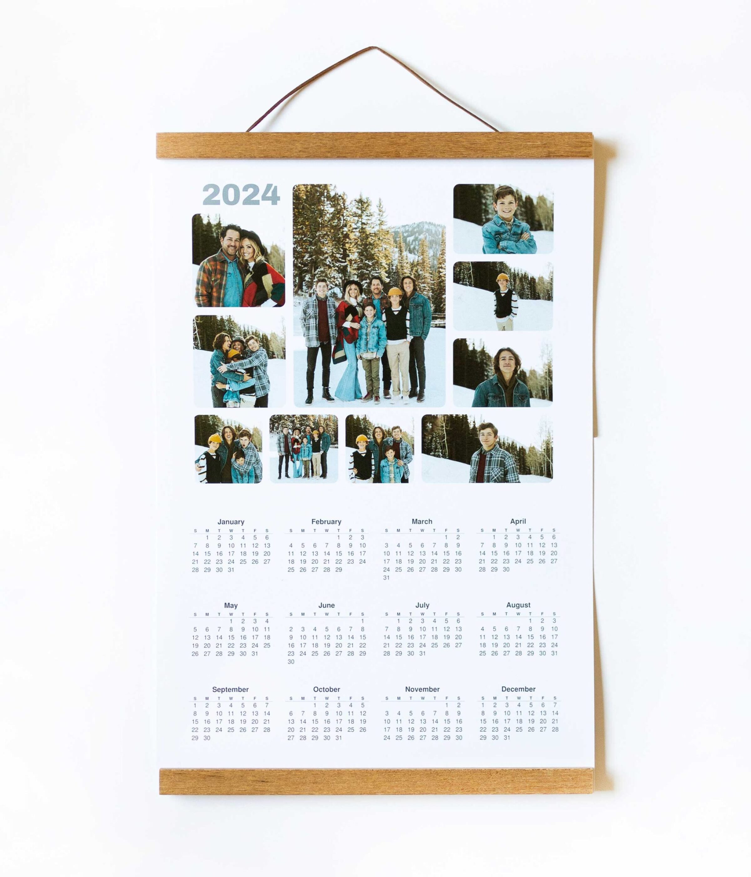 12x18 Retro Calendar with Teak Wood Hanger • Teak Wood Hanger